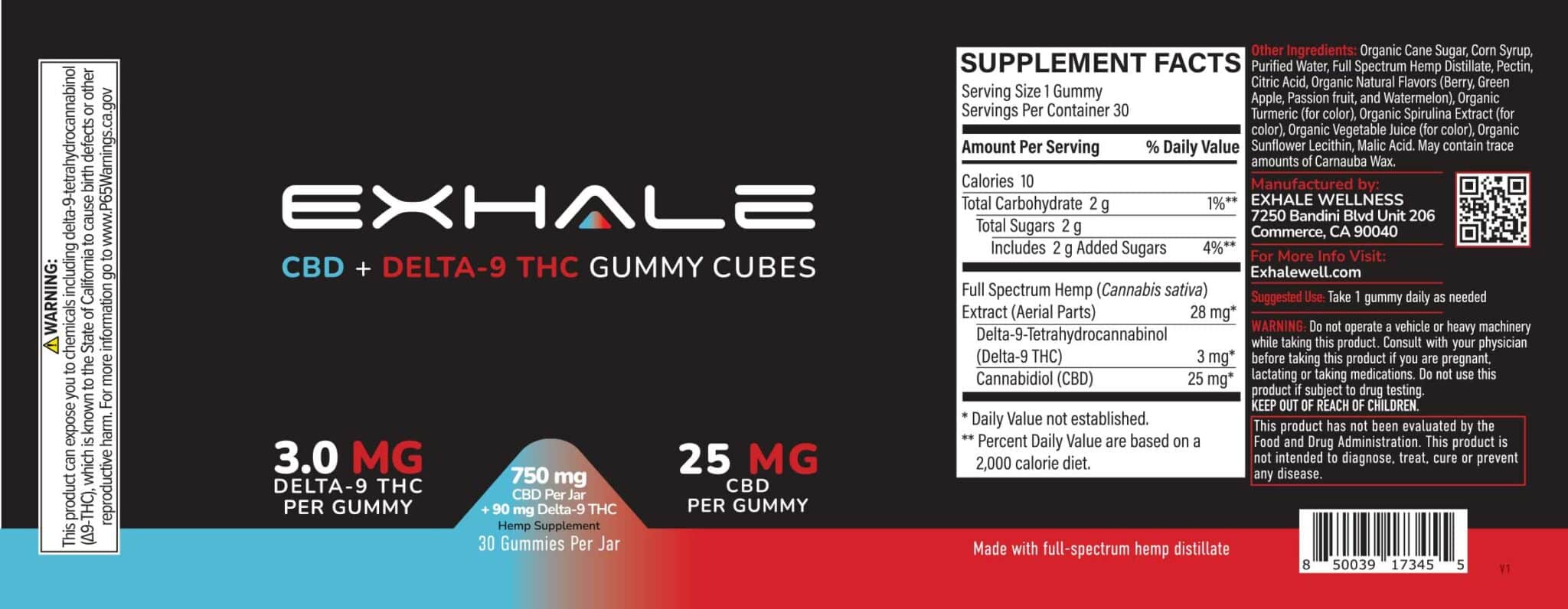 CBD + THC Gummy Cubes | 750mg - 1500mg - Exhale Wellness