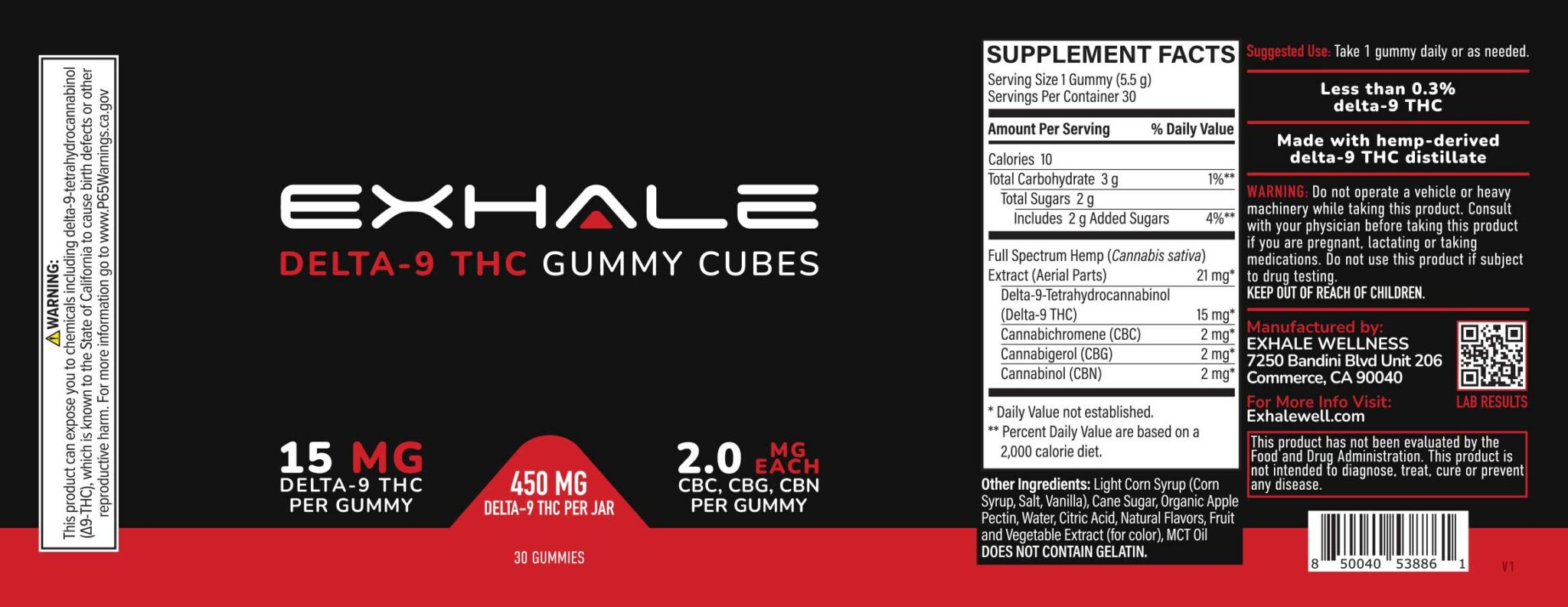 Delta 9 THC Gummy Cubes - 450 mg - Exhale Wellness