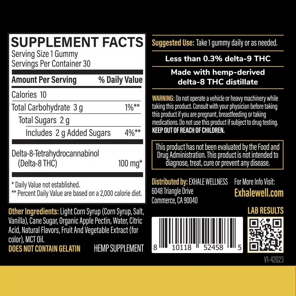 100mg Delta-8 gummies: Highly Potent 3000mg Bottle - Exhale Wellness